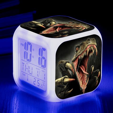 Lisacann Led Alarm Clock Dinosaur Pattern Creative Desk Table Clock Glowing Electronic Colorful