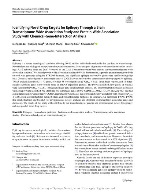 Pdf Identifying Novel Drug Targets For Epilepsy Through A Brain