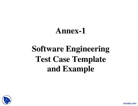 Software Engineering Test Case Template And Example Exercises