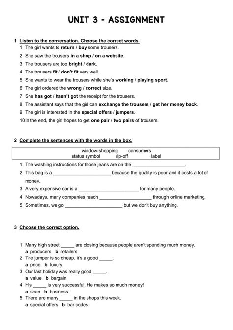 Unit 3 Assignment Worksheet Live Worksheets