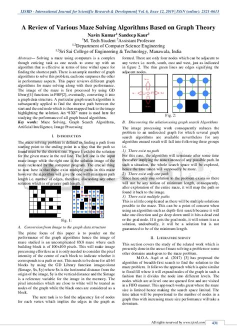 Pdf A Review Of Various Maze Solving Algorithms Based On Graph Theory