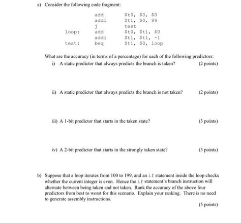 Solved A Consider The Following Code Fragment Add Addi J