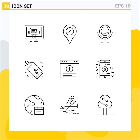User Interface Pack Of 9 Basic Outlines Of Mobile Internet Mirror