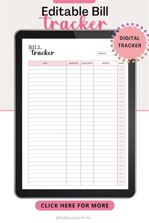Editable Bill Tracker Monthly Bill Tracker Bill Organizer With Monthly Tracking Bill