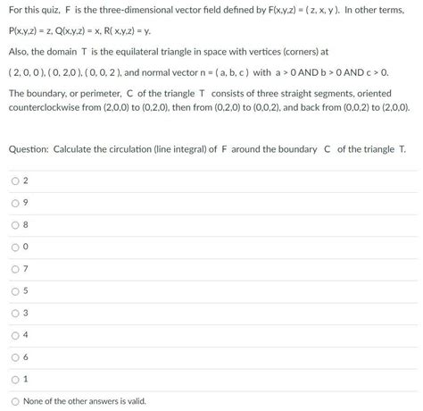 solved for this quiz f is the three dimensional vector