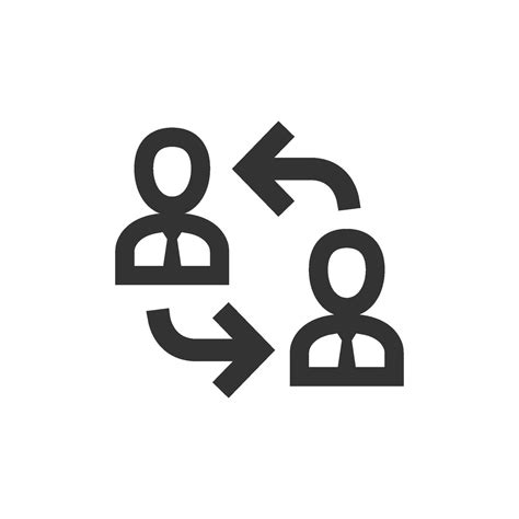 Employee Rotation Icon In Thick Outline Style Black And White Monochrome Vector Illustration