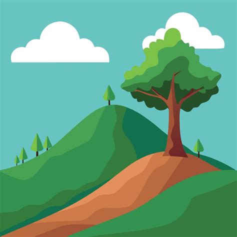 One Tree Landscape Vector Art Icons And Graphics For Free Download