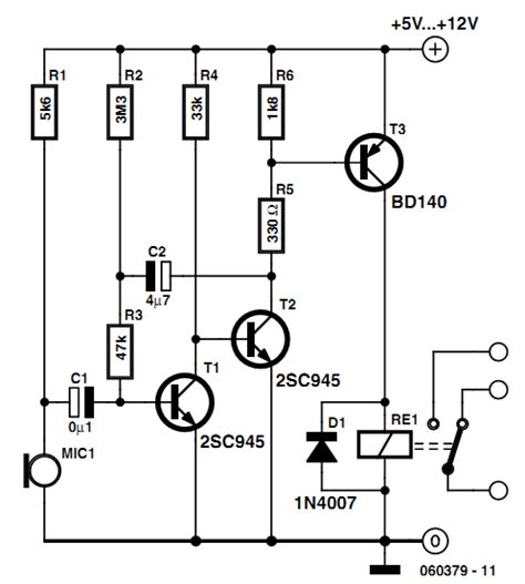 simple sound activated switch electronic circuits diagram