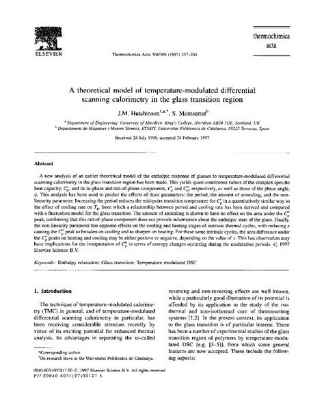 Pdf A Theoretical Model Of Temperature Modulated Differential