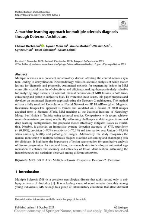 a machine learning approach for multiple sclerosis diagnosis through