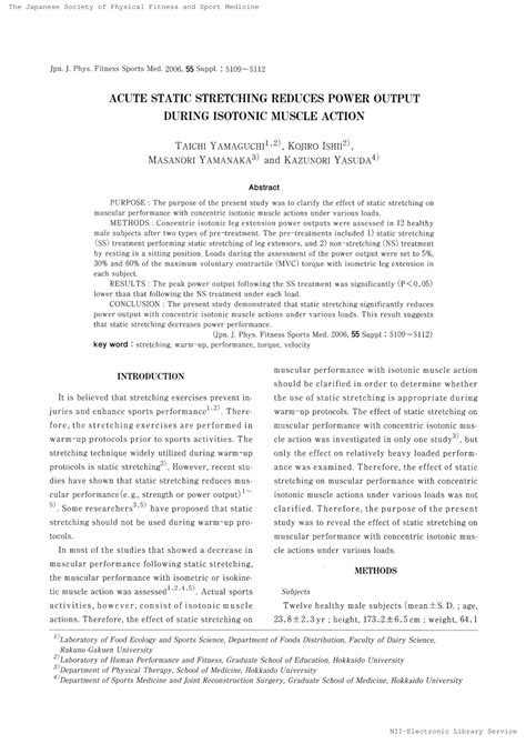 Pdf Acute Static Stretching Reduces Power Output During Isotonic Muscle Action