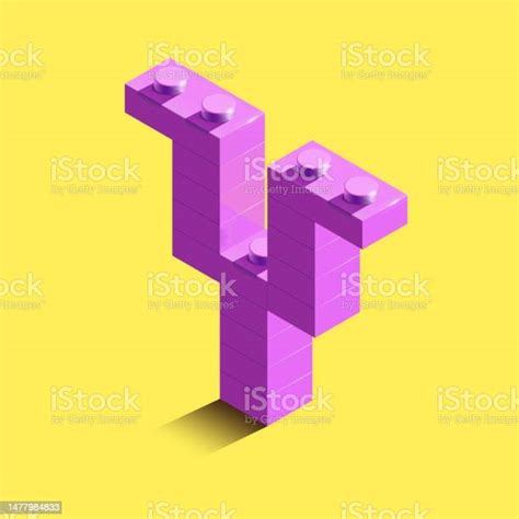 생성자 벽돌에서 알파벳의 현실적인 분홍색 3d 아이소메트릭 문자 Y 0명에 대한 스톡 벡터 아트 및 기타 이미지 0명 3