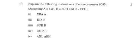 Explain The Following Instructions Of Microprocessor 8085 Assuming A