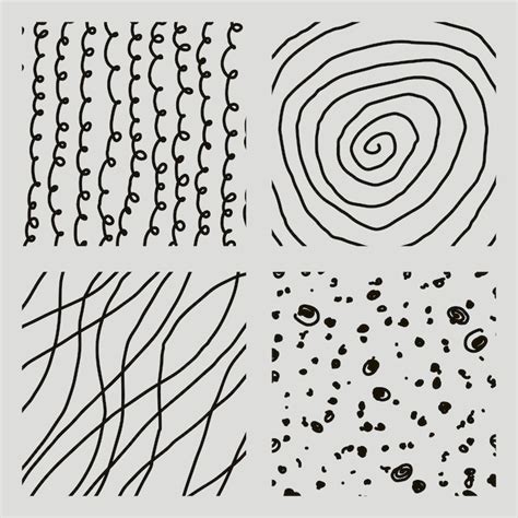 배경 벡터 일러스트 레이 션에 대 한 손으로 그린 질감 원활한 패턴의 집합 간단한 질감 프리미엄 벡터