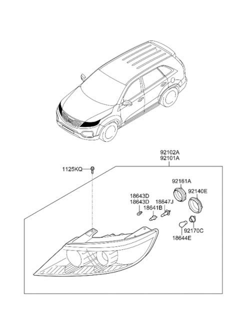 921021u000 Genuine Kia Passenger Side Headlight Assembly