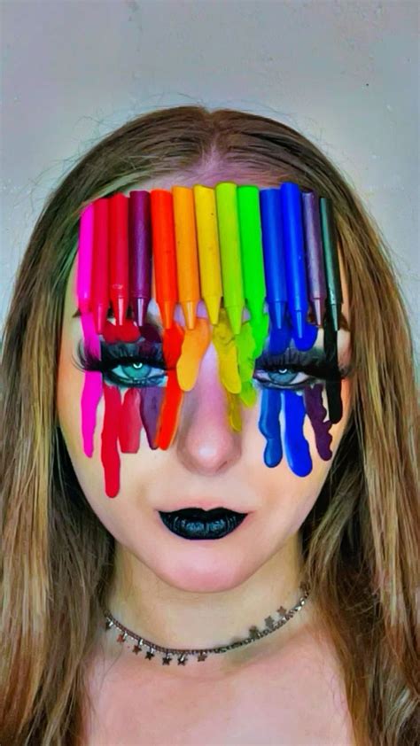 Melted Crayon Makeup 🖍️🌈 Rainbow Makeup Creative Makeup Makeup Art