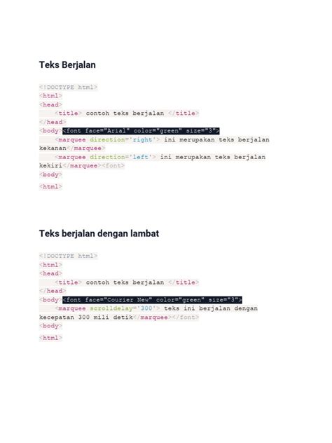 Kode Html Teks Berjalan Pdf
