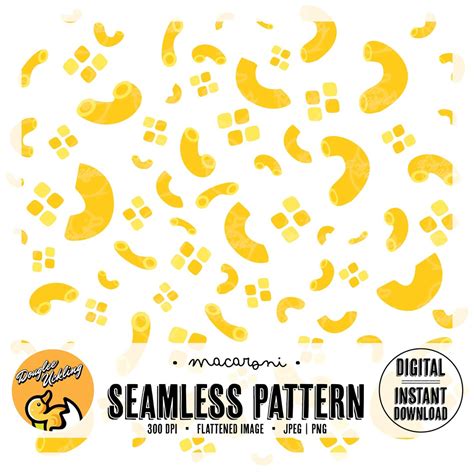 Macaroni Seamless Pattern Fun Food Digital Paper 12x12 300 Dpi Etsy