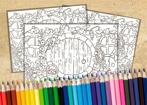 Hobbit House Coloring Page Lotr Inspired Art For All Ages Fantasy