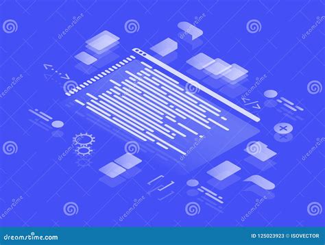 Isometric Concept Coding Neon Stock Vector Illustration Of