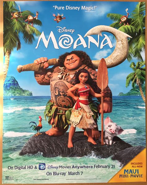 Moana Dvd Movie Poster 1 Sided Original Mini 22x28 Dwayne Johnson Disney