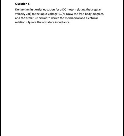 solved simple answers please question5 derive the first order