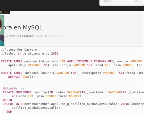 Bitácora en MySQL Codepad