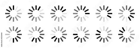 Rectangular Loading Indicator Buffering Symbols With 12 Progressing Shaded Of Black Internet
