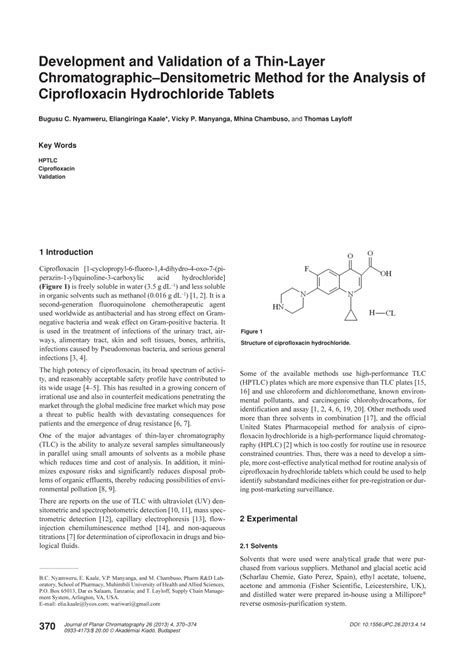 Pdf Development And Validation Of A Thin Layer Chromatographic Densitometric Method For The