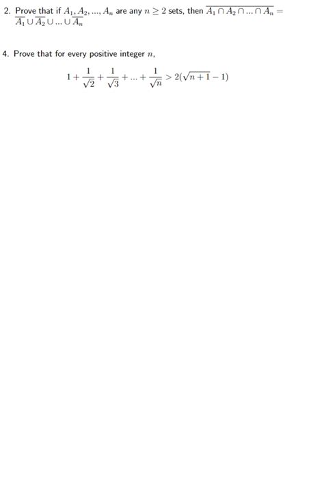 solved 2 prove that if a1 a2 … an are any n≥2 sets then
