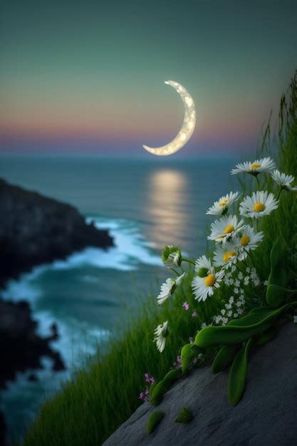 Premium Photo A Small Crescent Moon Generative Ai