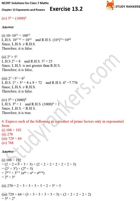 NCERT Solutions For Class Maths Ch Exponents And Powers Exercise