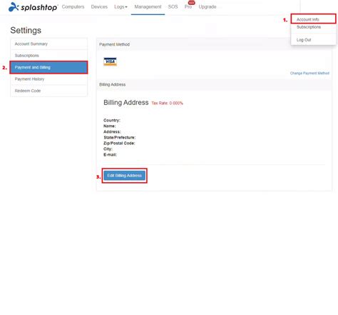 how to update your billing address splashtop business support