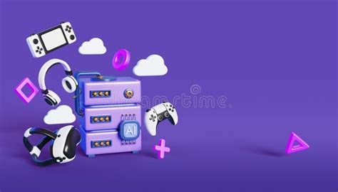 Cloud Gaming Streaming Service 3d Banner Multimedia Server For Online