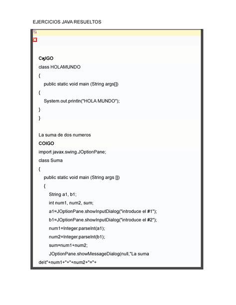 Ejercicios Java Resueltos Ejercicios Java Resueltos Cӄigo Class