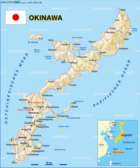 Karte von Okinawa (Insel in Japan) | Welt-Atlas.de