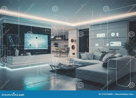 Home Interior Showcasing Smart Home Technology And Ai Driven
