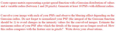 create square matrix representing a point spread