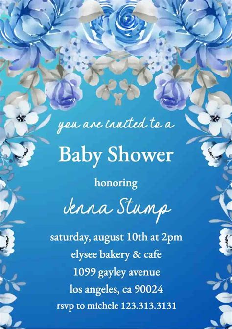 푸른 꽃 베이비 샤워 초대장 템플릿 Invitanku 푸른 꽃 베이비 샤워 초대장 템플릿 Invitanku
