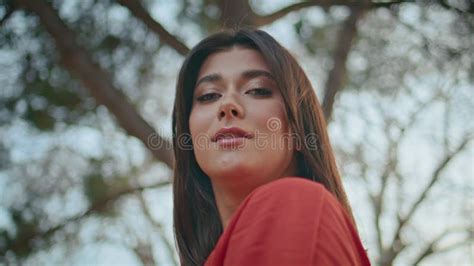 Portrait Girl Smiling Tree Nature Alone Happy Cheerful Woman Looking