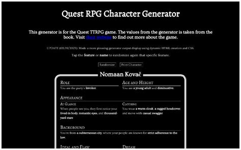 Quest Rpg Character Generator