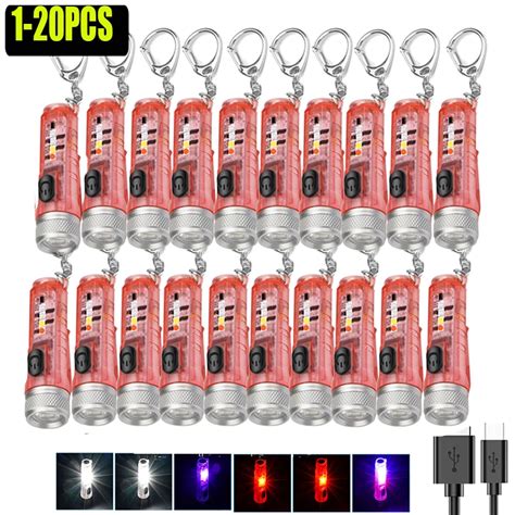 LED 손전등 USB 충전식 키 체인 토치 라이트 IPX 캠핑용 방수 경고 작업 조명 수리 개 AliExpress