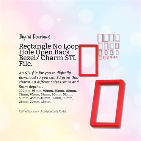 Rectangle 1 Open Back Bezel Stl File Digital Download 18 Etsy