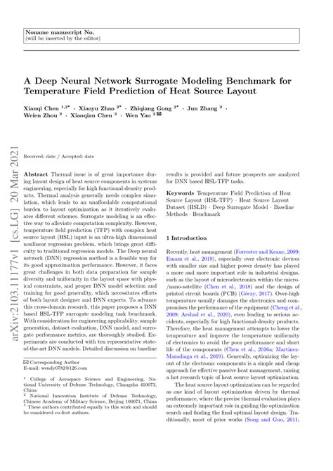 PDF A Deep Neural Network Surrogate Modeling Benchmark For Temperature Field Prediction Of
