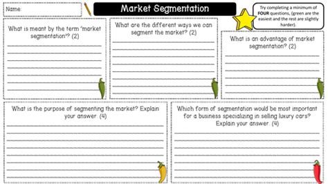 Market Segmentation Printable Worksheet Teaching Resources