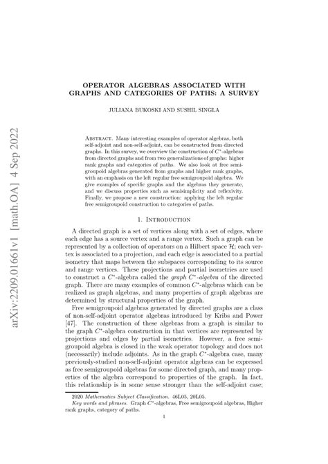Full Article Operator Algebras Associated With Graphs And Categories