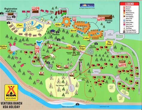 Santa Paula California Campground Map Ventura Ranch Koa Holiday