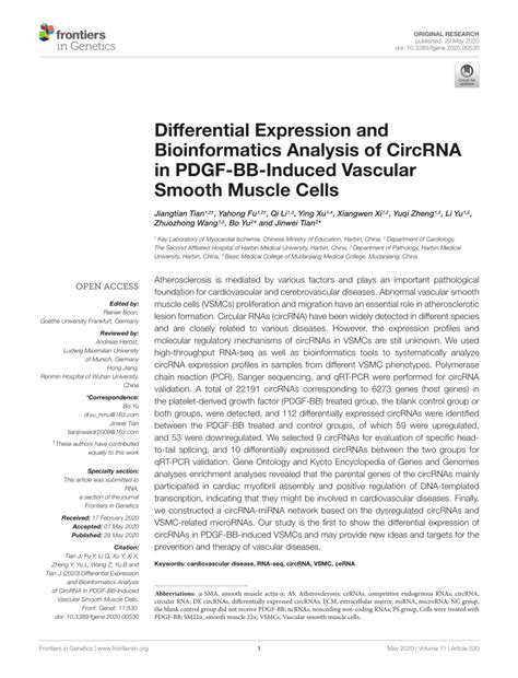 Pdf Differential Expression And Bioinformatics Analysis Of Circrna In