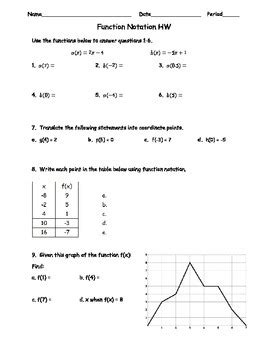 Function Notation HW By Brandi Earl TPT