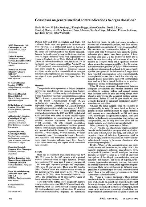 Pdf Consensus On General Medical Contraindications To Organ Donation
